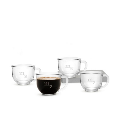 Personalized Set Of Four Glass Coffee Mugs With Monogram By Things ...