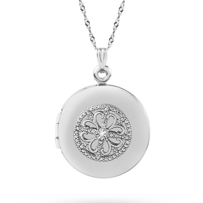 Personalized Sterling Silver 20mm Fancy Round Locket With Complimentary ...