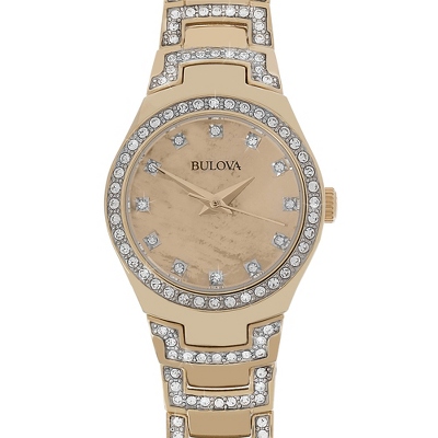 Personalized Ladies Bulova Gold Crystal Collection Watch 98l199 With ...