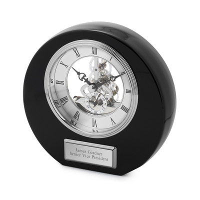 Personalized High Gloss Black Round Skeleton Clock By Things Remembered ...
