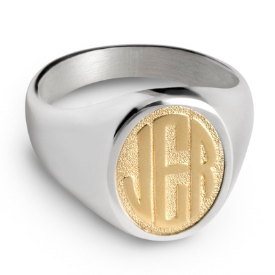 Personalized 14k Gold Monogram Men’s Ring With Complimentary Tri Tone ...