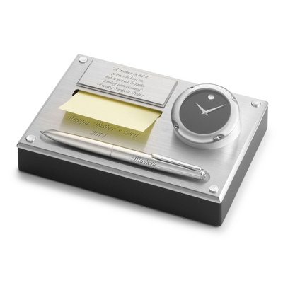 Personalized Movado Brushed Aluminum Clock Desk Set By Things ...