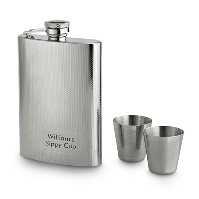 Personalized Textured Flask With Shot Glasses By Things Remembered ...