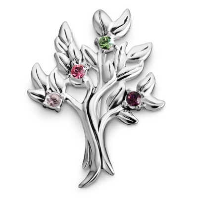 Personalized Sterling 4 Stone Family Tree Birthstone Pin With ...