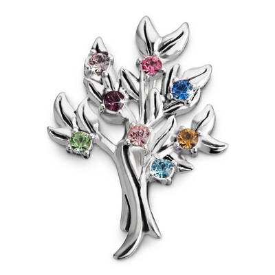 Personalized Sterling 8 Stone Family Tree Birthstone Pin With ...
