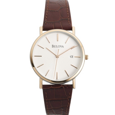 Personalized Men’s Bulova Brown Leather Strap Watch 98h51 By Things ...