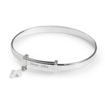 Personalized Sterling Girl’s Kit Heath Cross Bangle With Complimentary ...