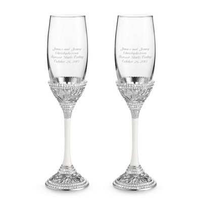 Personalized Crystal Leaf Toasting Flutes By Things Remembered | Voova