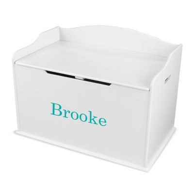 Personalized 30″ White Busy Bee Toy Box With Aqua Name By Things ...